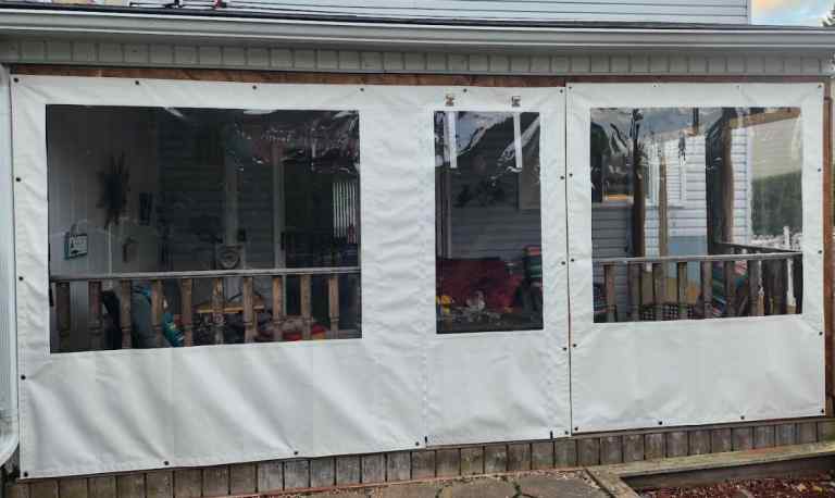 Tarps used to protect porch - Heavy Duty Tarps Canada